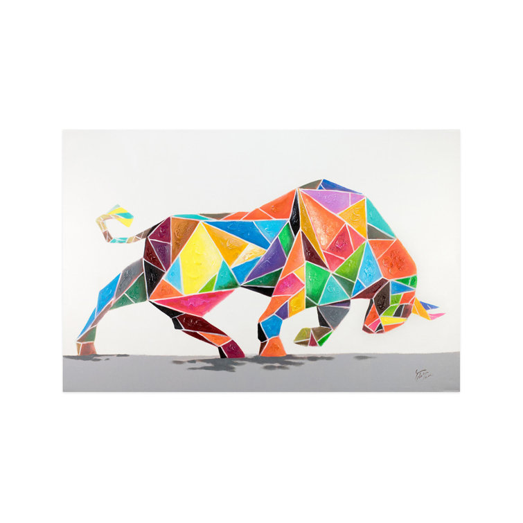 Ebern Designs Geometric Strength Hand -Painted Acrylic Painting ...