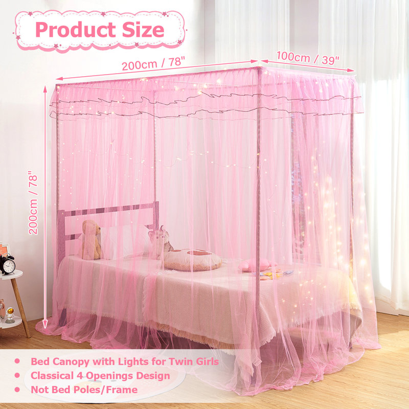 KingSo Bed Canopy with Lights, Twin Bed Canopy with Luminous Stars ...
