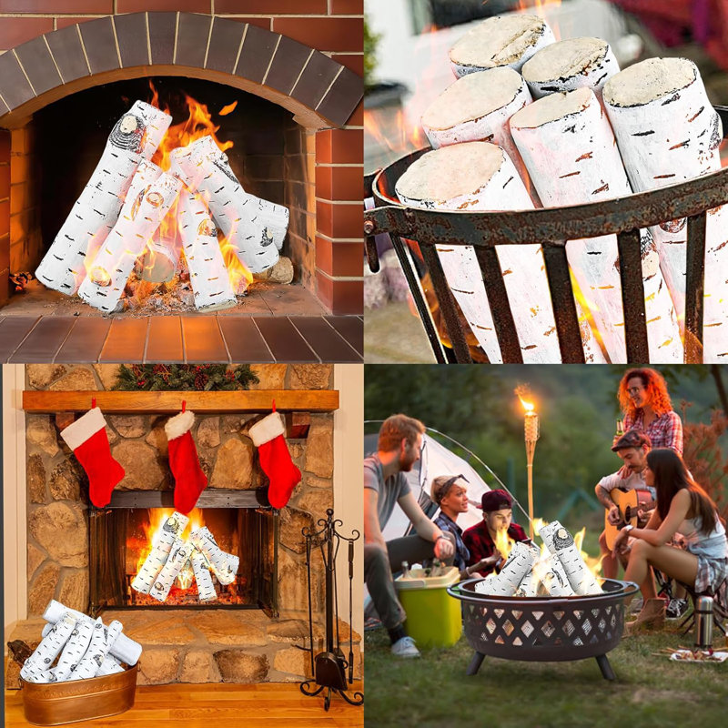 G & R PLUMBING ENTERPRISES, INC. 6 Pieces Gas Fireplace Logs, White ...