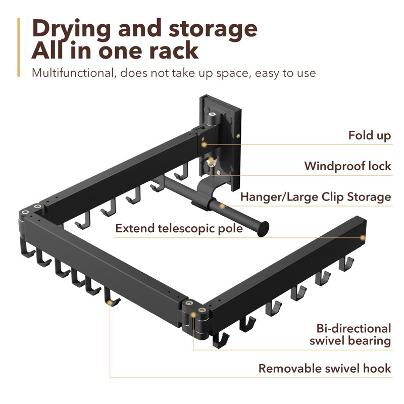 Rebrilliant Wall Mounted Clothes Hanger,Drying Rack Clothing ...
