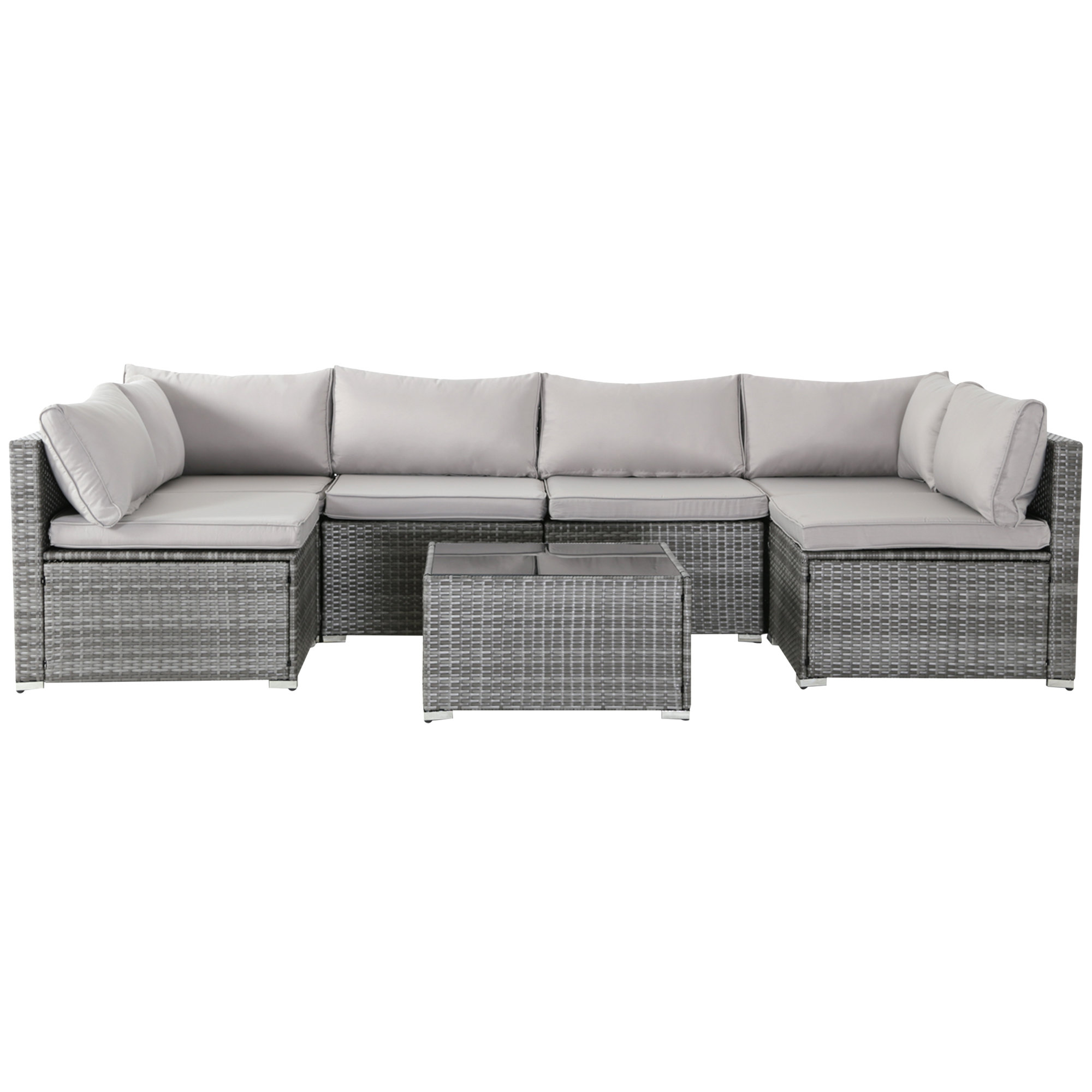 Latitude Run® Lyrissa 7 Pieces Patio Outdoor Modular Sectional Couch ...
