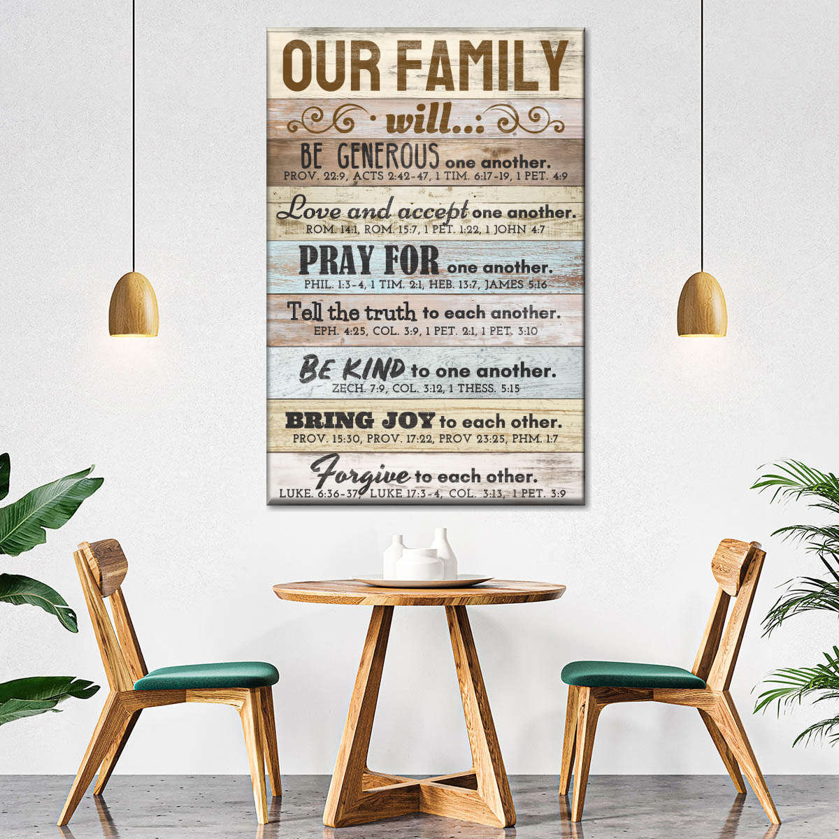 Trinx Our Family Bible Verses On Canvas Print | Wayfair