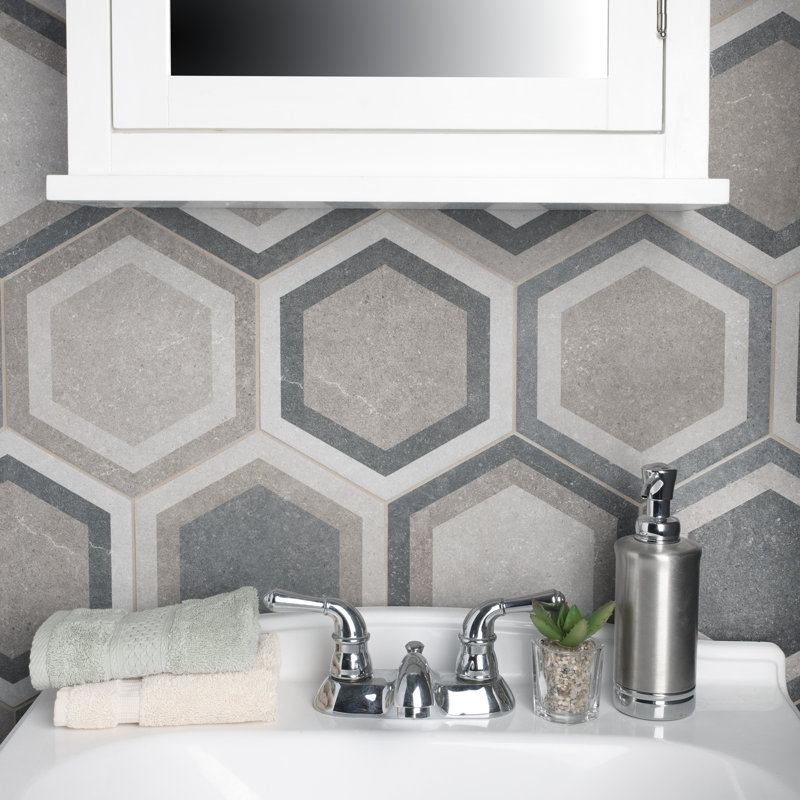 Merola Tile Traffic Hex 9" x 10" Porcelain Patterned Wall & Floor Tile ...
