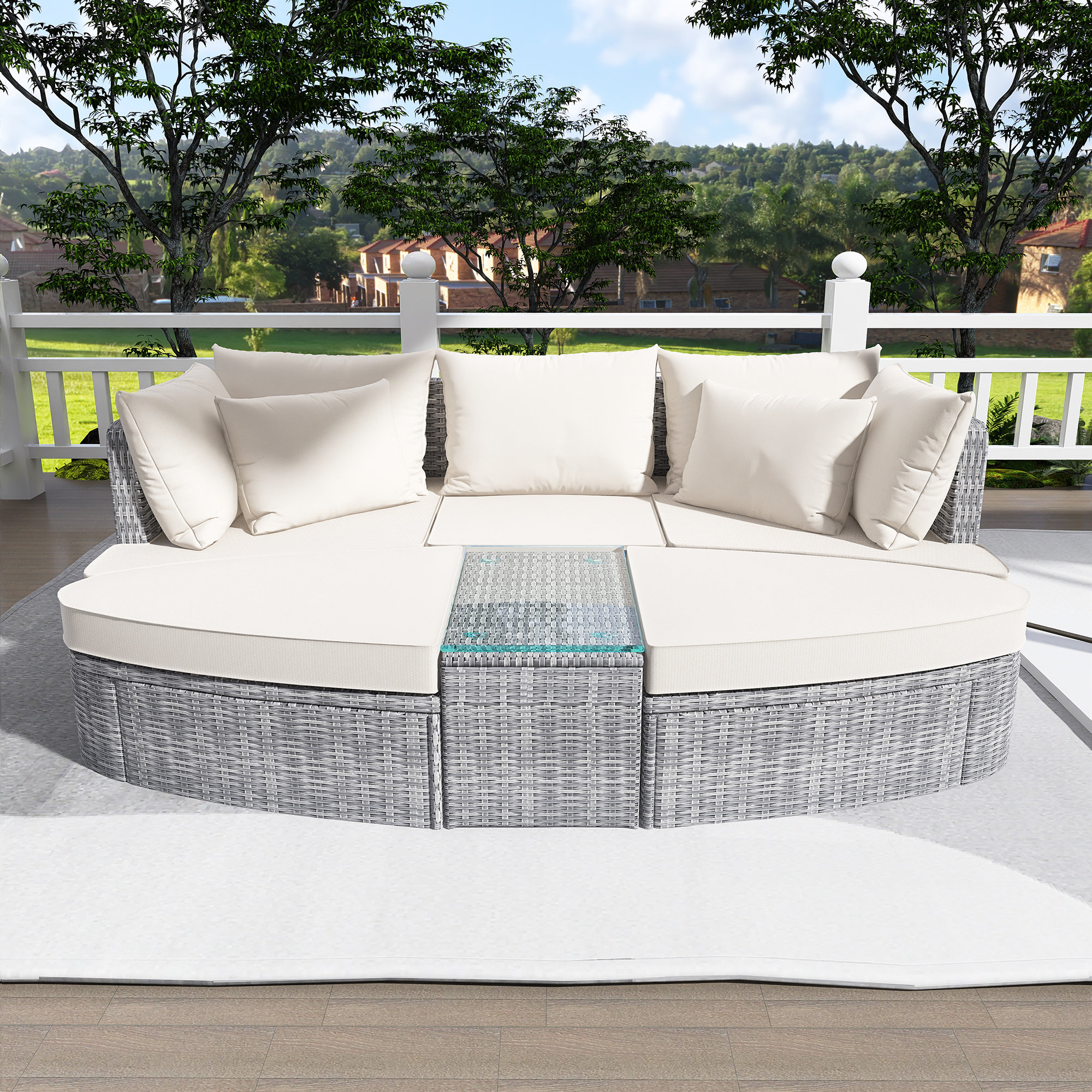 Latitude Run® 6-Piece PE Wicker Separate Seating Group Patio ...