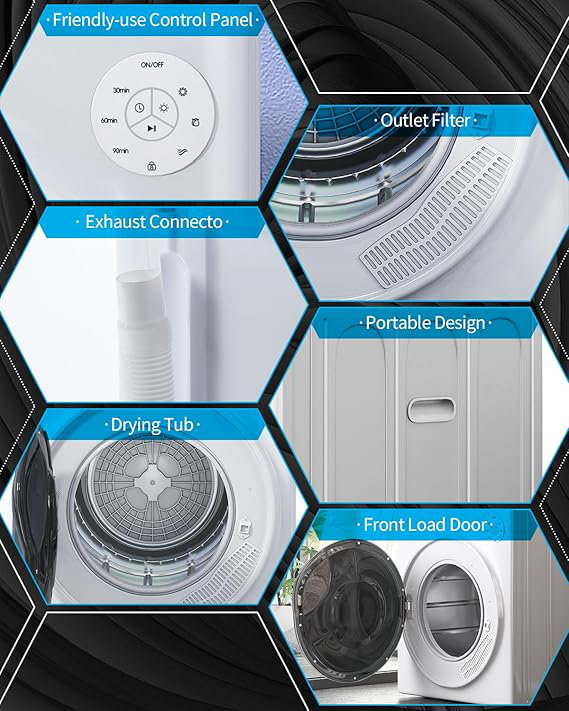 TABU Portable Washer And Dryer Combo, 17.6lbs Full-automatic Washing ...