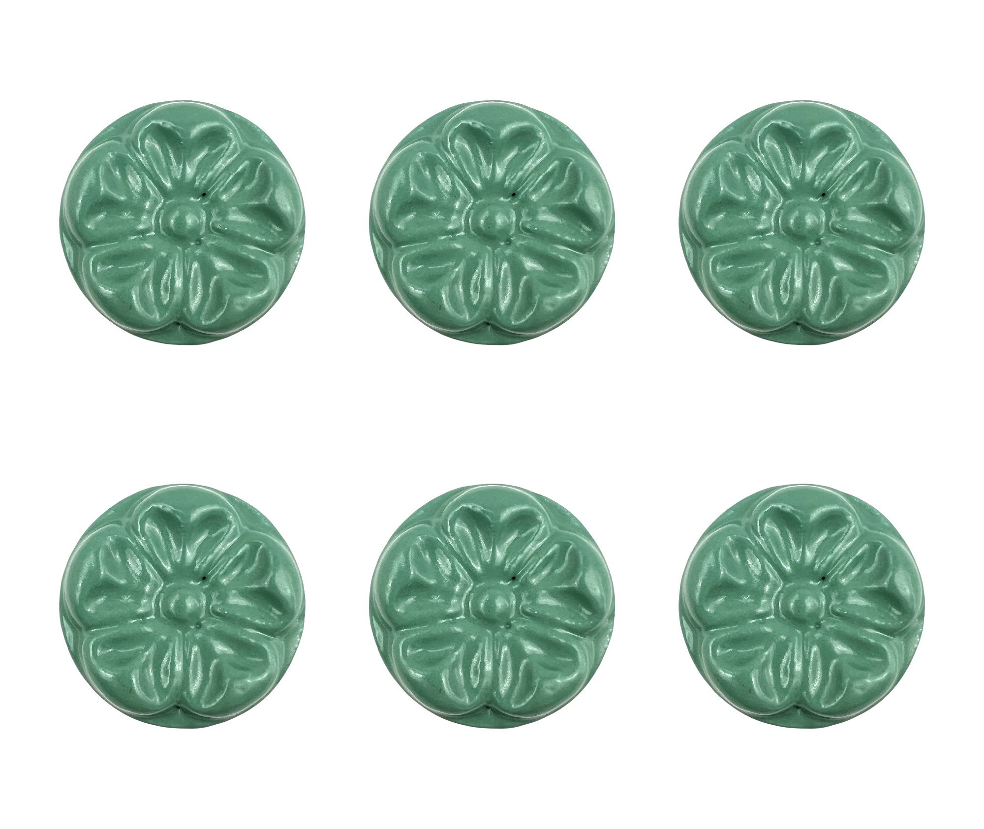 HomeRoots Set of Six Green Embossed Floral Ceramic Drawer Pull Knobs ...