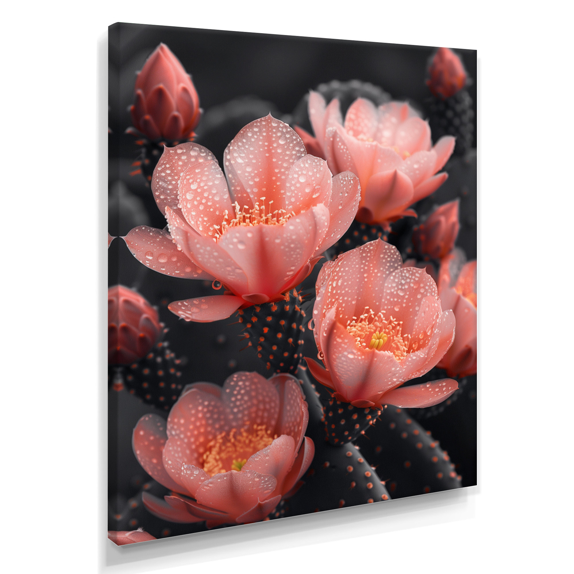 Dakota Fields Pink Pastel Floral Blooming Cactus Photo - Floral Cactus Wall Art Living Room ...
