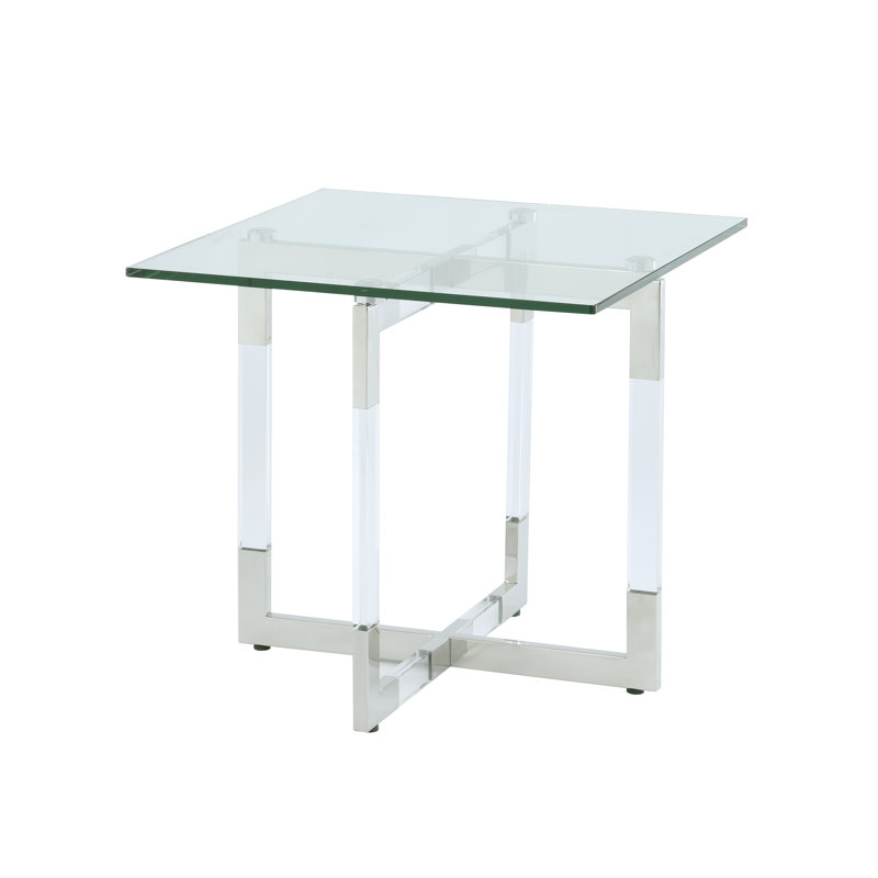 Orren Ellis Yasmin Floating Acrylic Lamp Table Base w/ Steel Accents ...