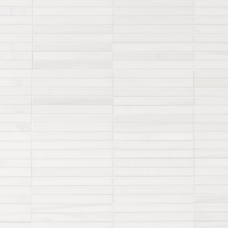 Bond Tile Bianco Dolomite Premium 12" x 12" Honed Marble Linear Stacked ...