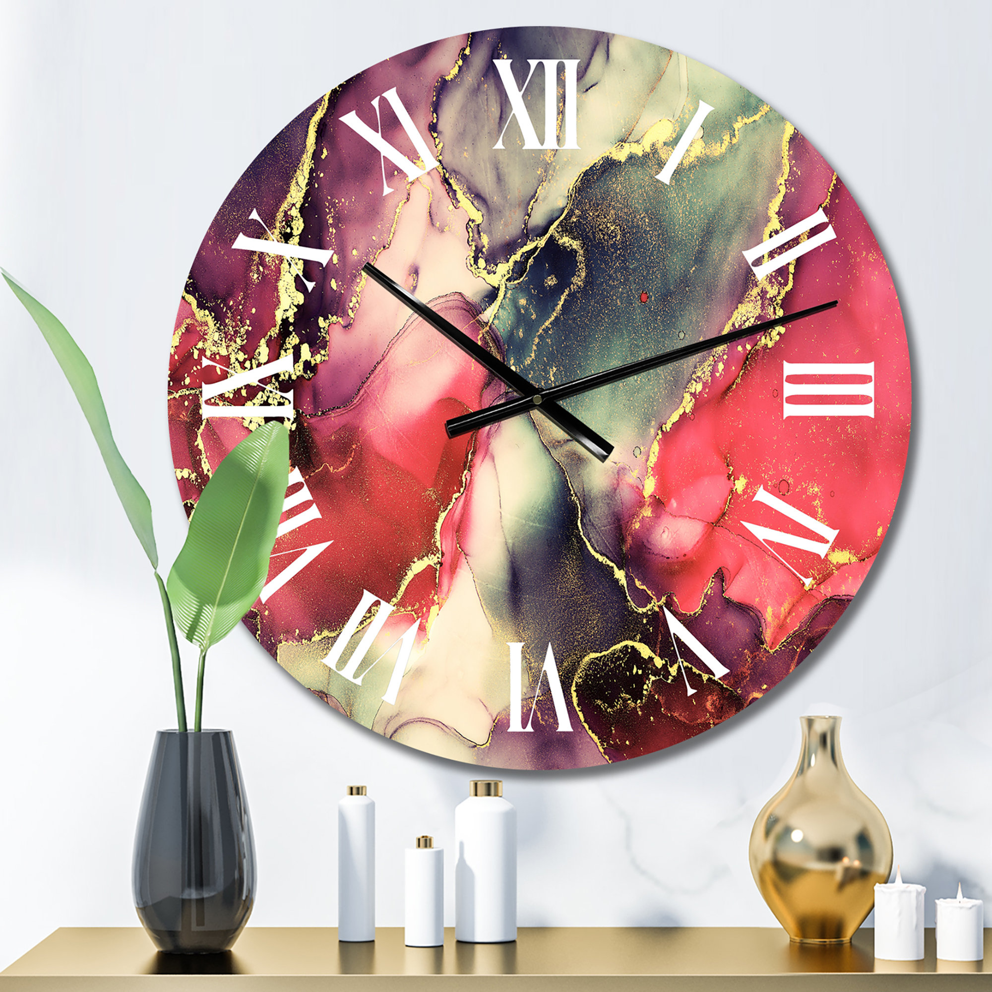 East Urban Home Red and Black Luxury Abstract Fluid Art IV - Modern ...