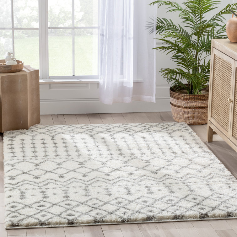 Union Rustic Coimbra Moroccan Diamond Pattern Ivory Thick & Soft Shag ...