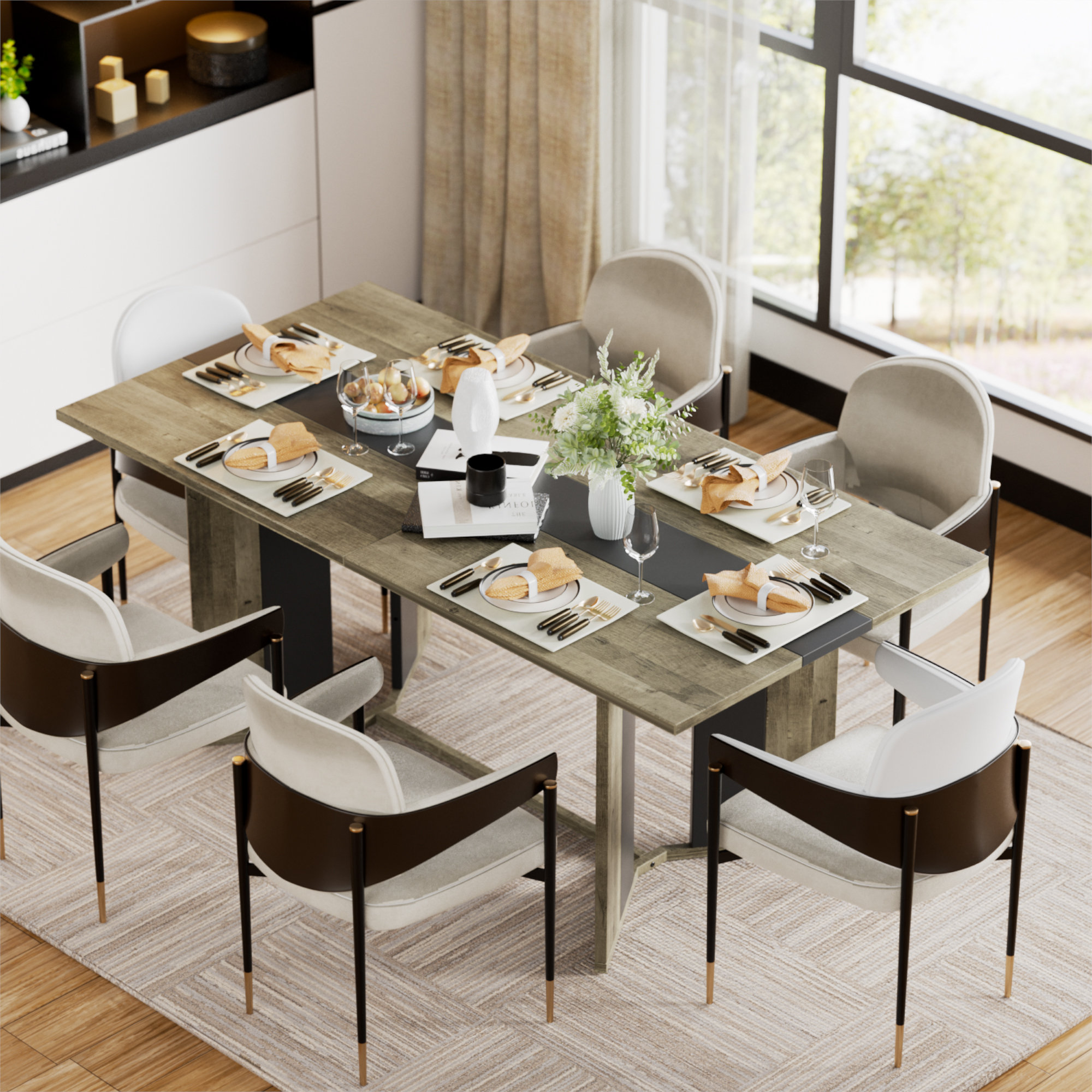 Gracie Oaks Modern Dining Table For 6 To 8 People, 71'' Large ...