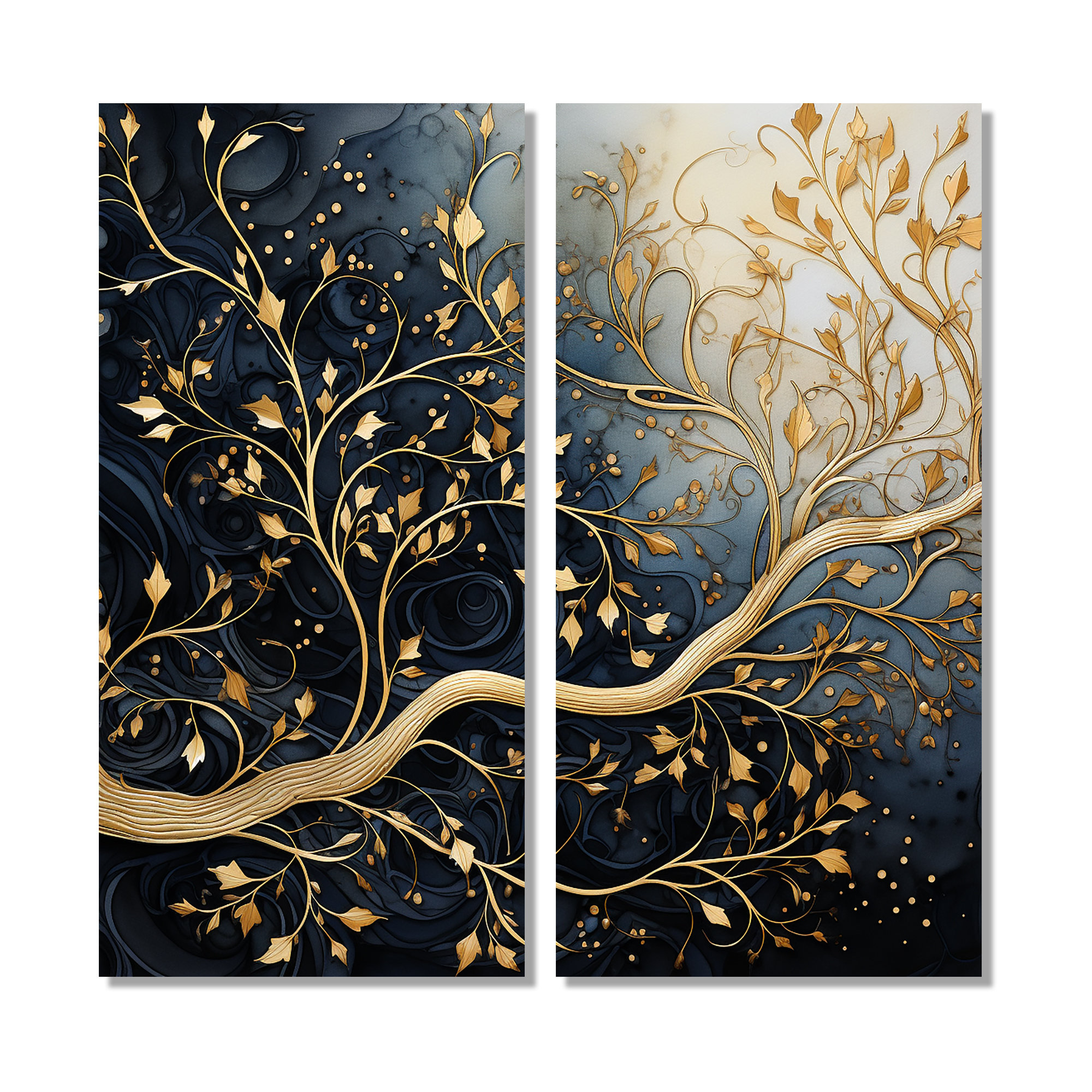 Astoria Grand Golden Branch Tree Luminous Tangle I - Gold Traditional ...