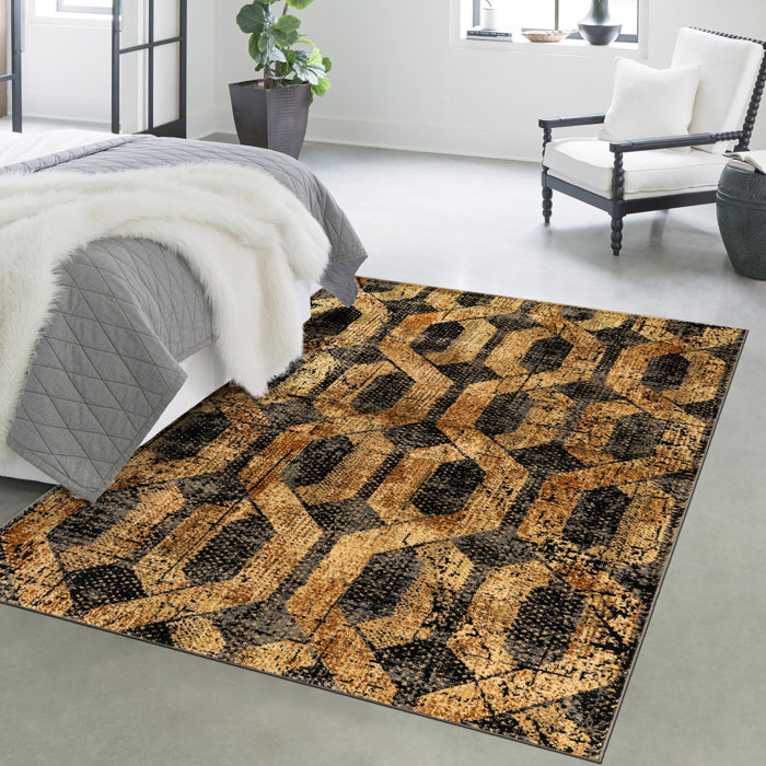17 Stories Machine Woven Performance Brown/Gray Rug | Wayfair