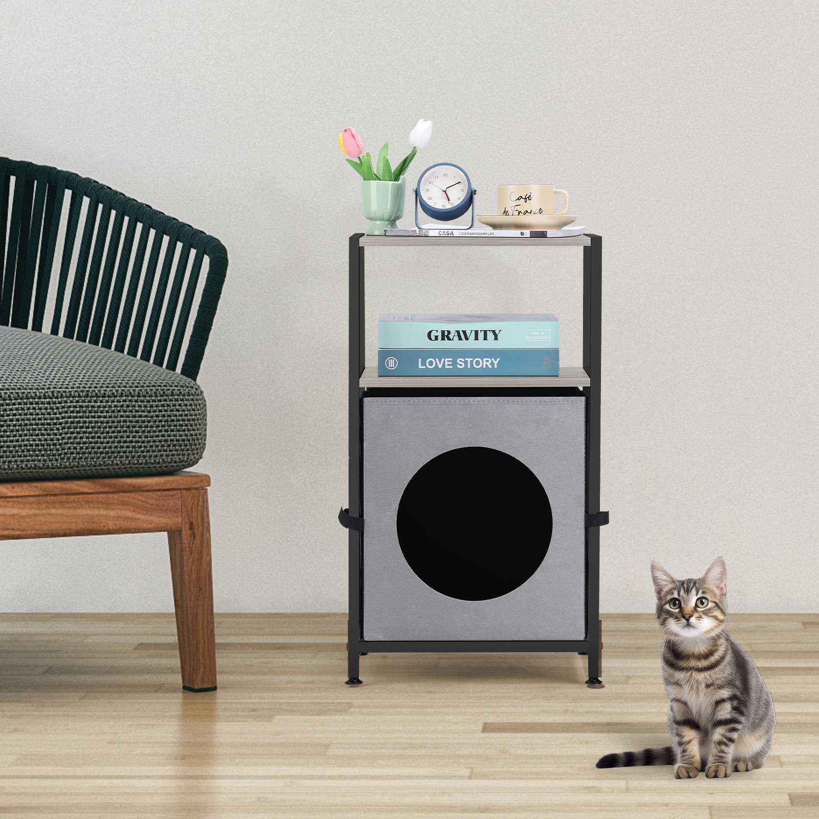 Tucker Murphy Pet™ Gillingham Cat House with Storage Shelf | Wayfair