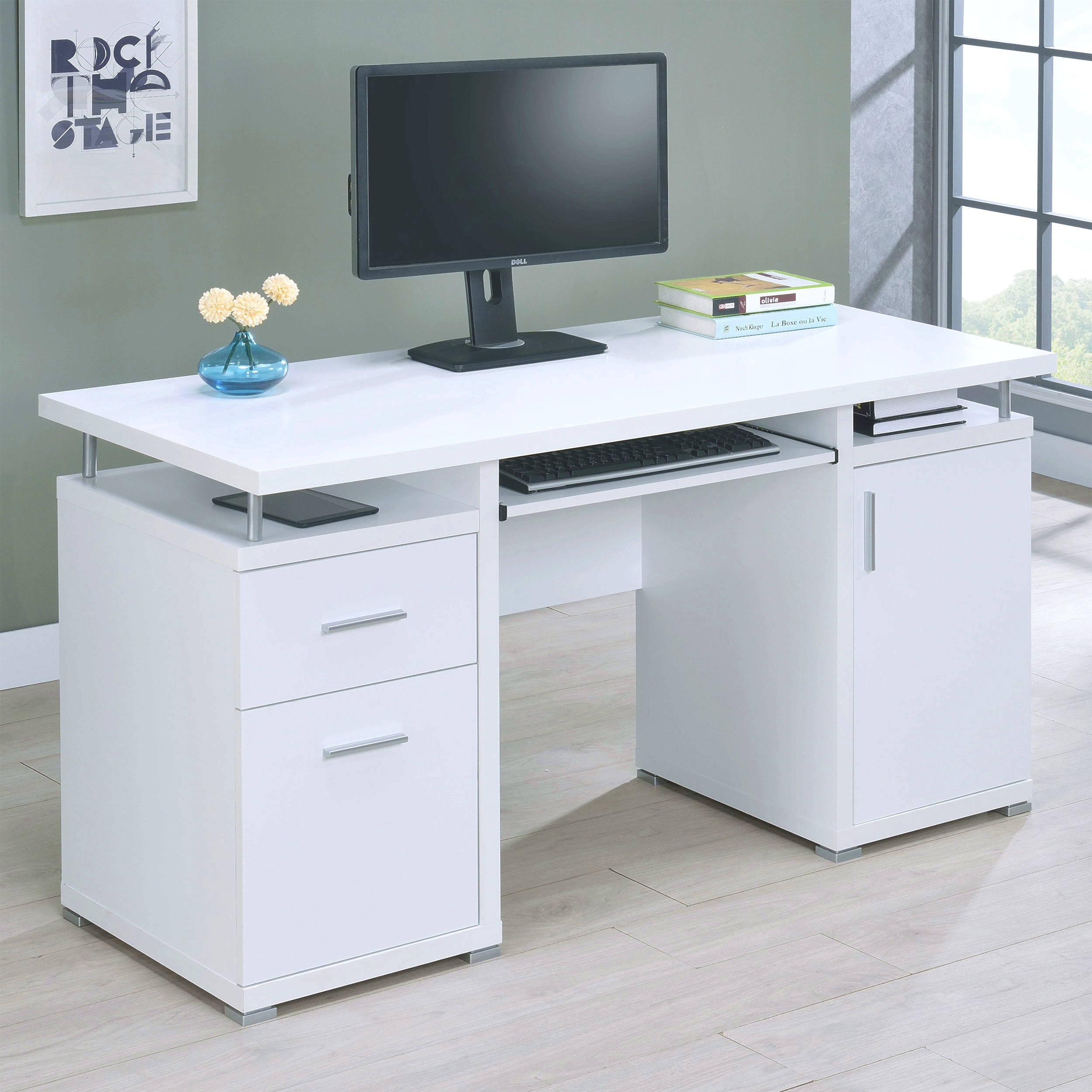 Latitude Run® 1Pc Modern 55-Inch 2-Drawer Office Computer Desk Cabinet ...