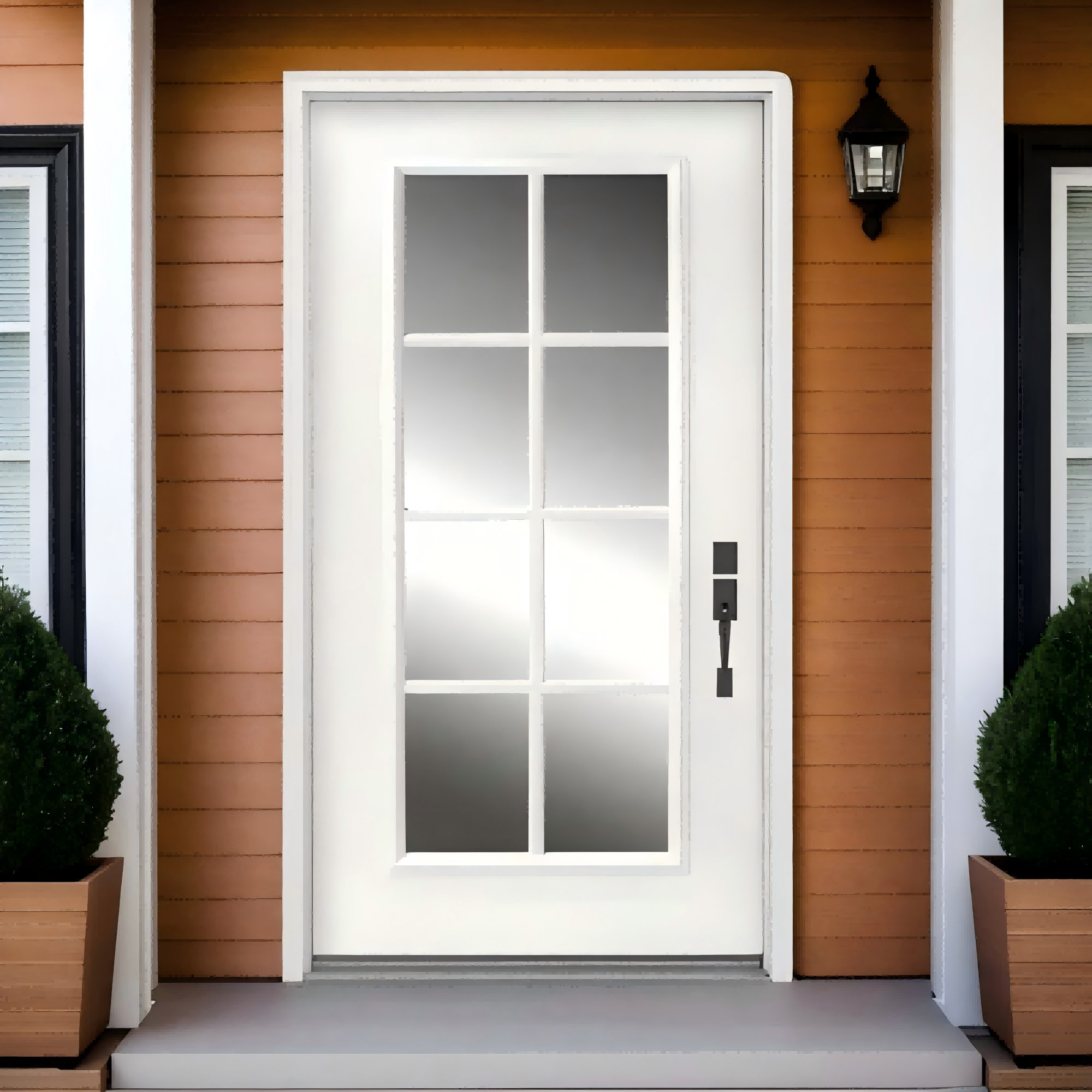 CRAFTIUM Modern 8-Lite Fibreglass Exterior Entry Front Door With ...
