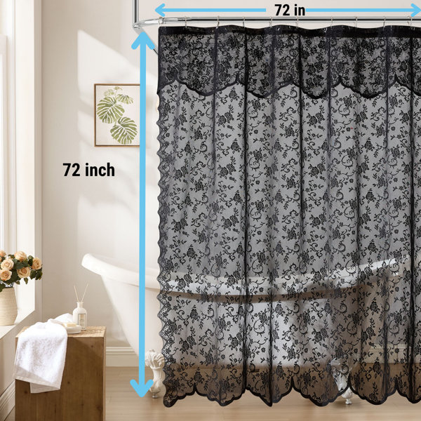 Charlton Home® Gancedo Lace Shower Curtain for Bathroom with Floral ...