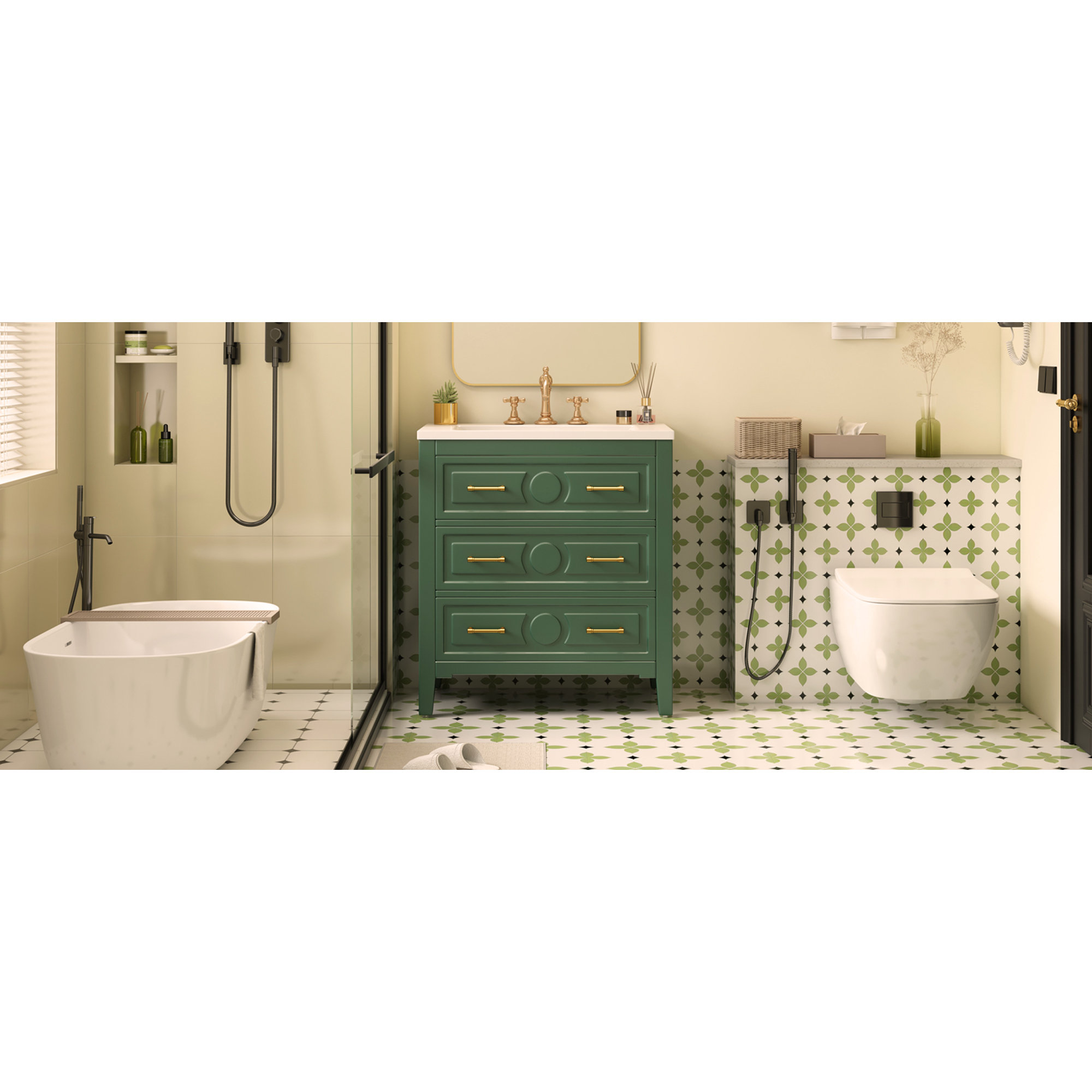 Red Barrel Studio® 30'' Bathroom Vanity with Resin Sink Combo, Free ...