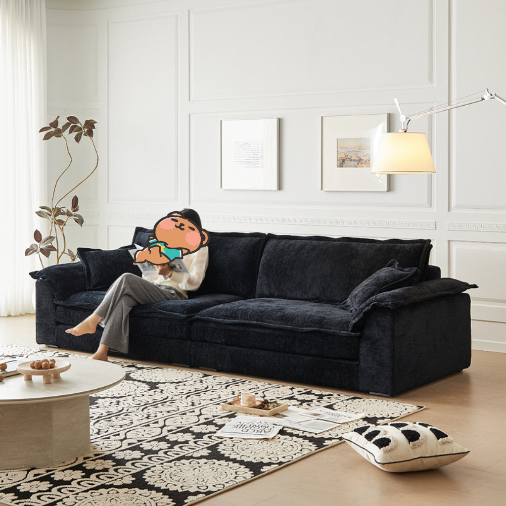 Walkoly Canapé de salon noir à dossier haut inspiré de la voile - Wayfair Canada