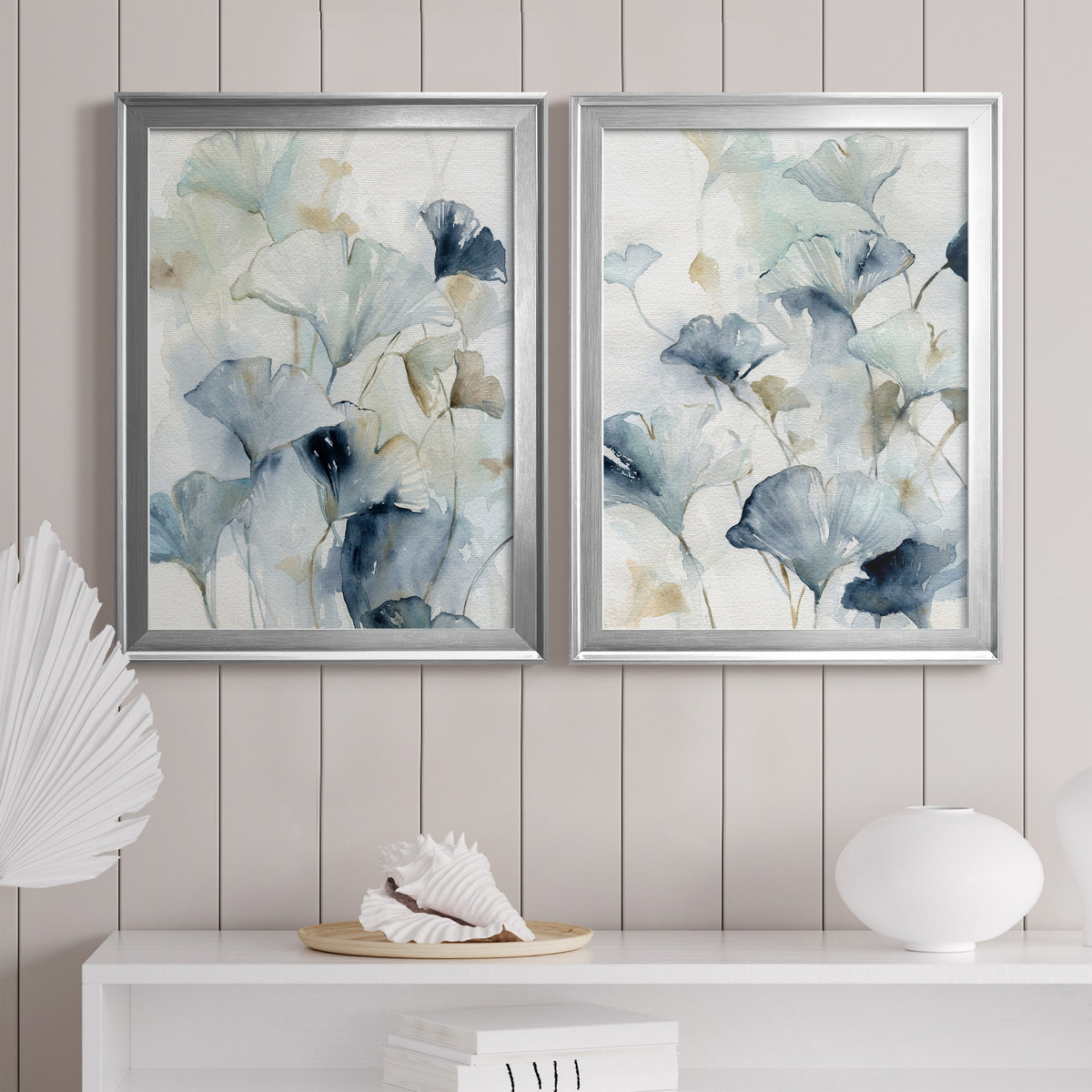 Red Barrel Studio® Indigo Ginkgo I - 2 Piece Picture Frame Painting Set ...