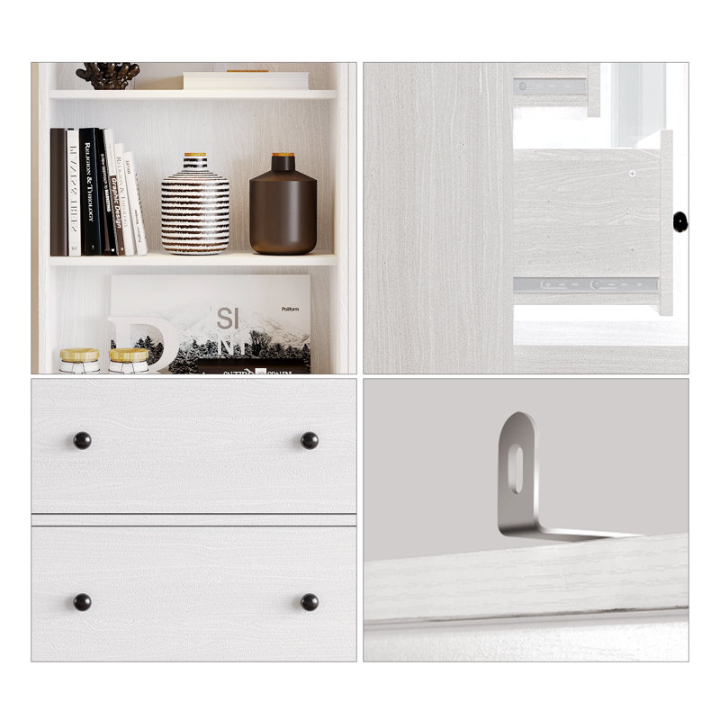 Latitude Run® Reshell 71" H x 70.9" W Glass Library Bookcase | Wayfair