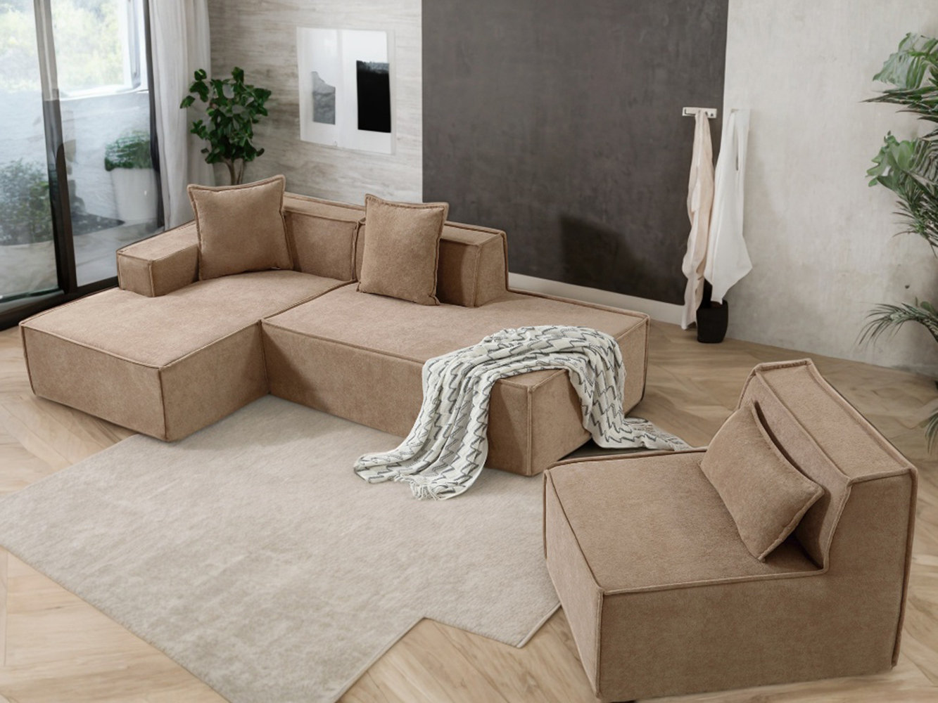 Latitude Run® Modular Sofa Combination Modern Minimalist L-shaped Sofa ...