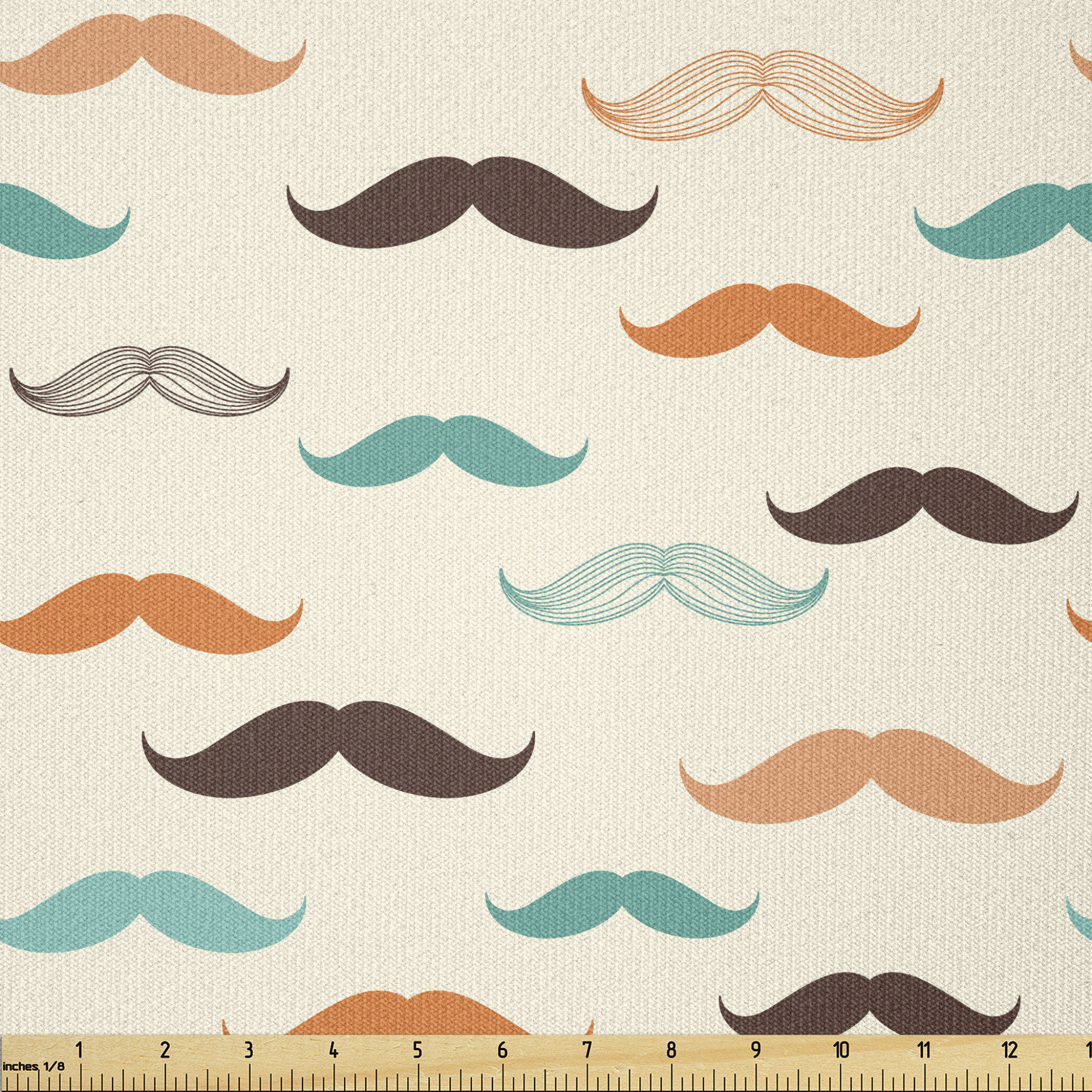 East Urban Home Couchman Retro Mustache Pattern in Colourful Design ...