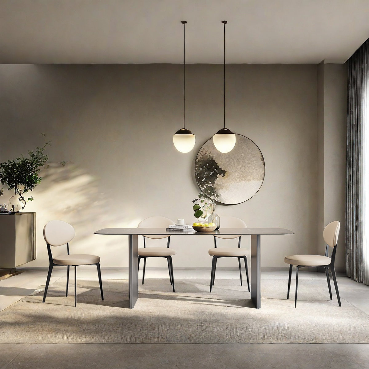 Greyleigh Modern Stainless Steel Base Rock Dining Table Rectangular ...