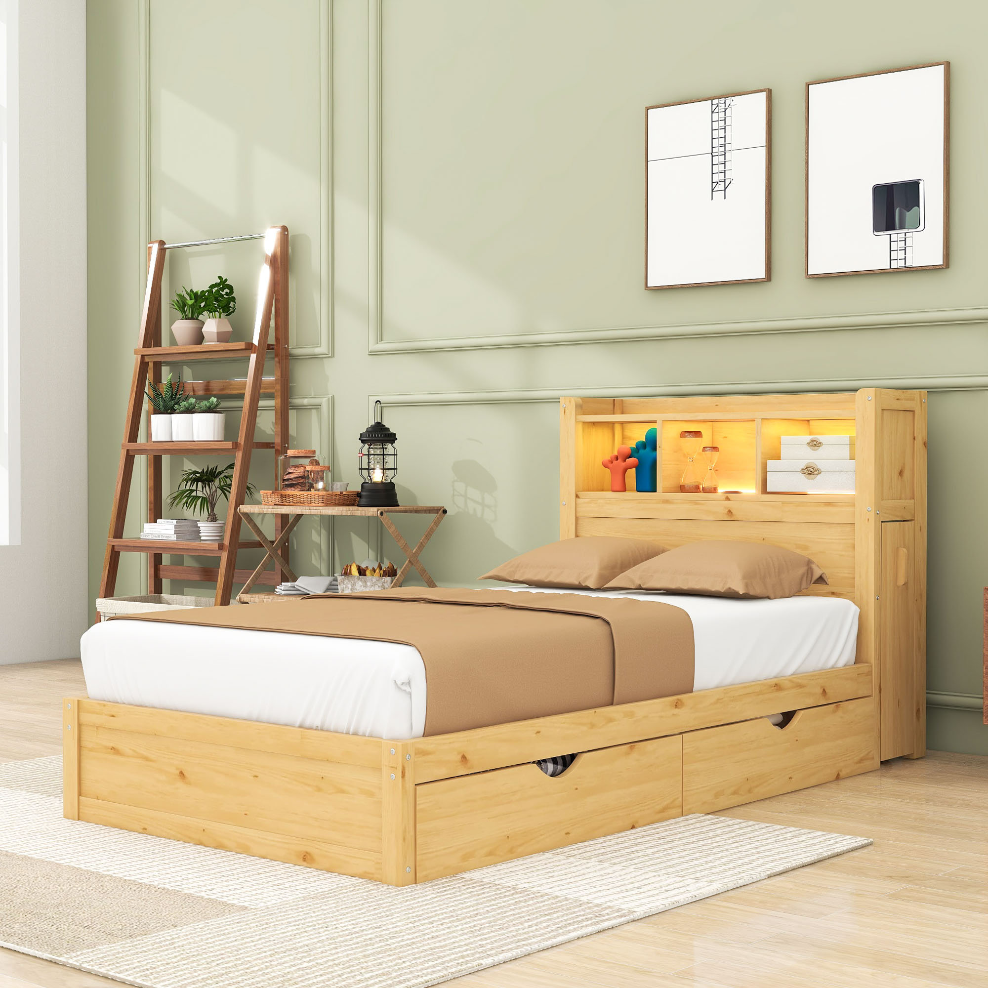 Lark Manor™ Platform Bed with Smart Storage Drawers and LED Light | Wayfair