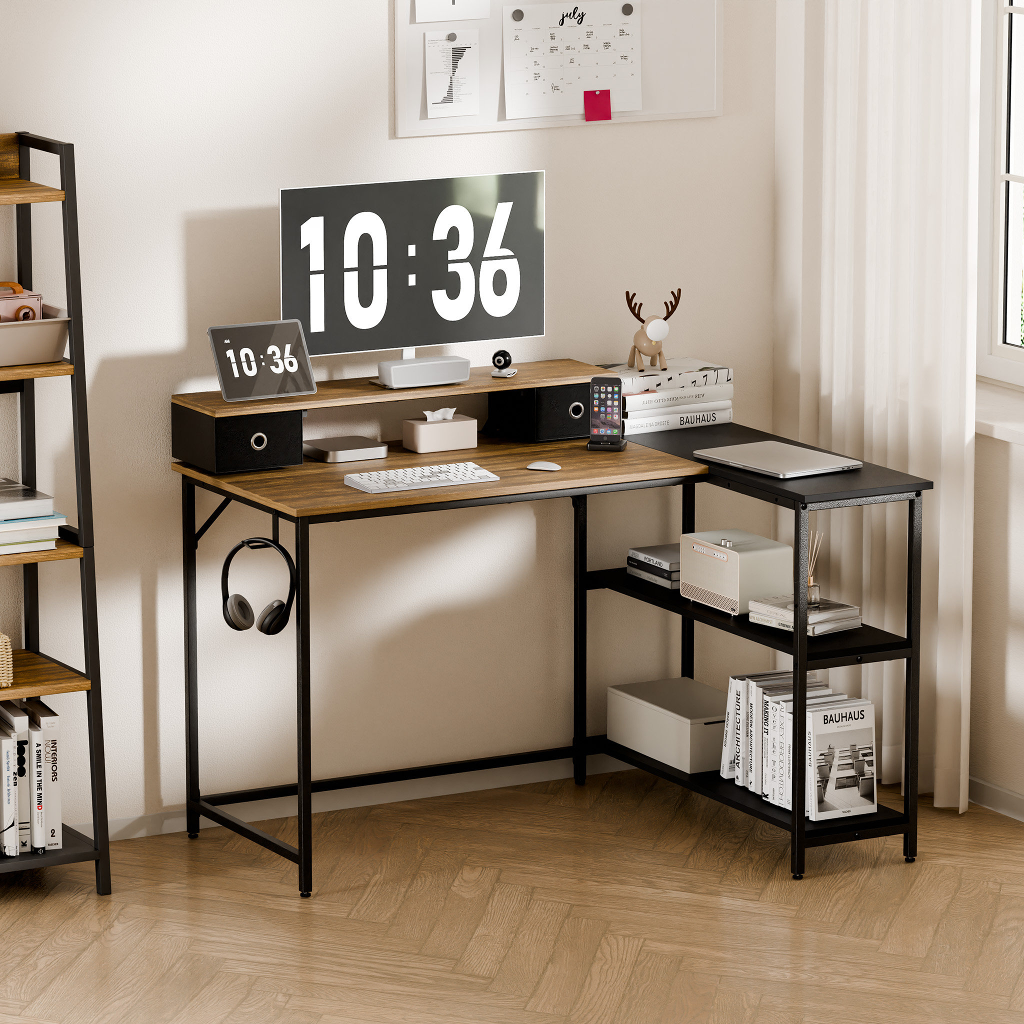Borough Wharf Adjoa 120Cm W L-Shaped Computer Desk & Reviews | Wayfair ...