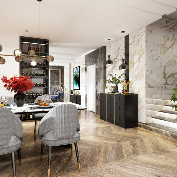 Mercer41 47.3” Wide 9 Drawer Dresser With Black Corrugated Blister ...