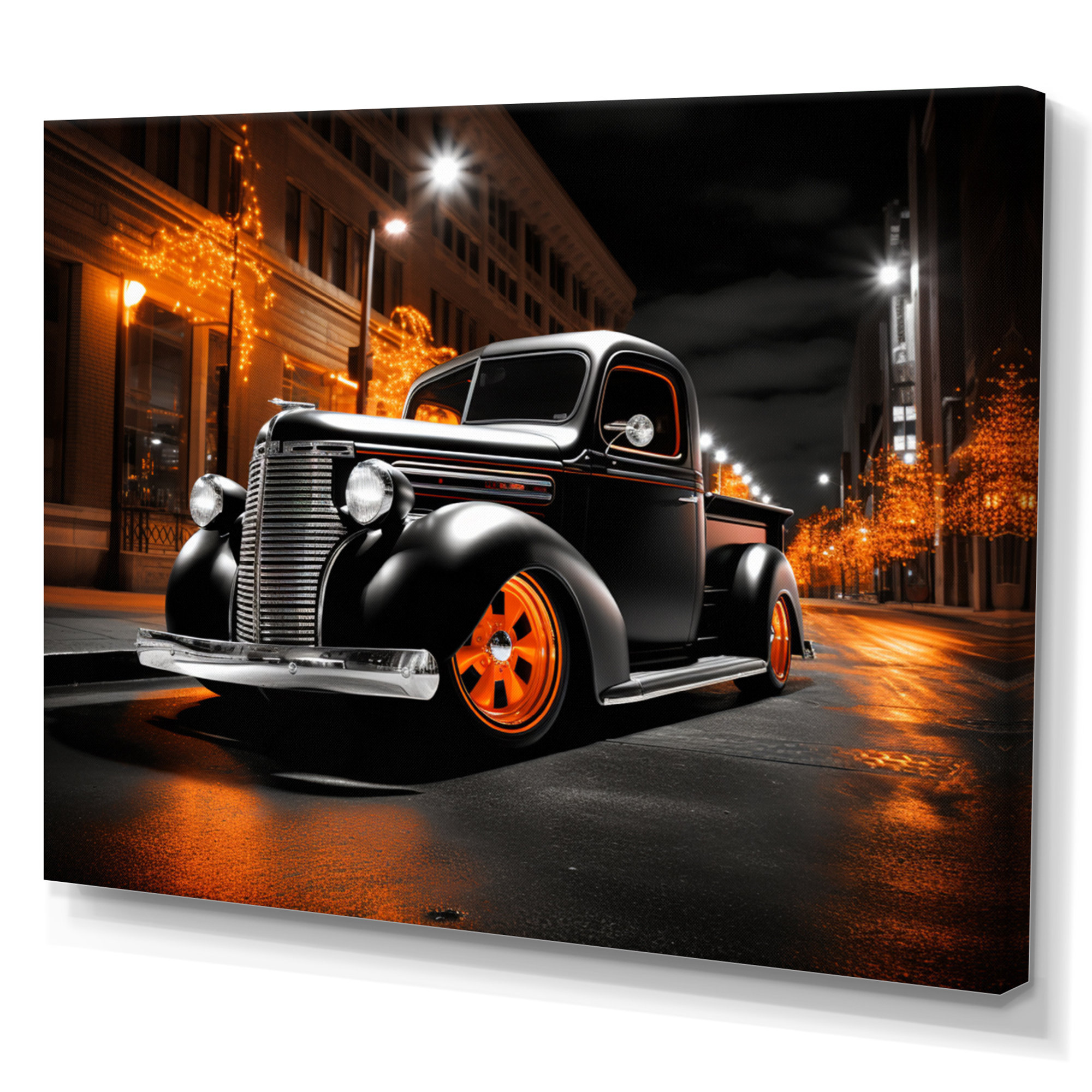 Latitude Run® Black Orange Pickup Truck Night Drifters - Print | Wayfair