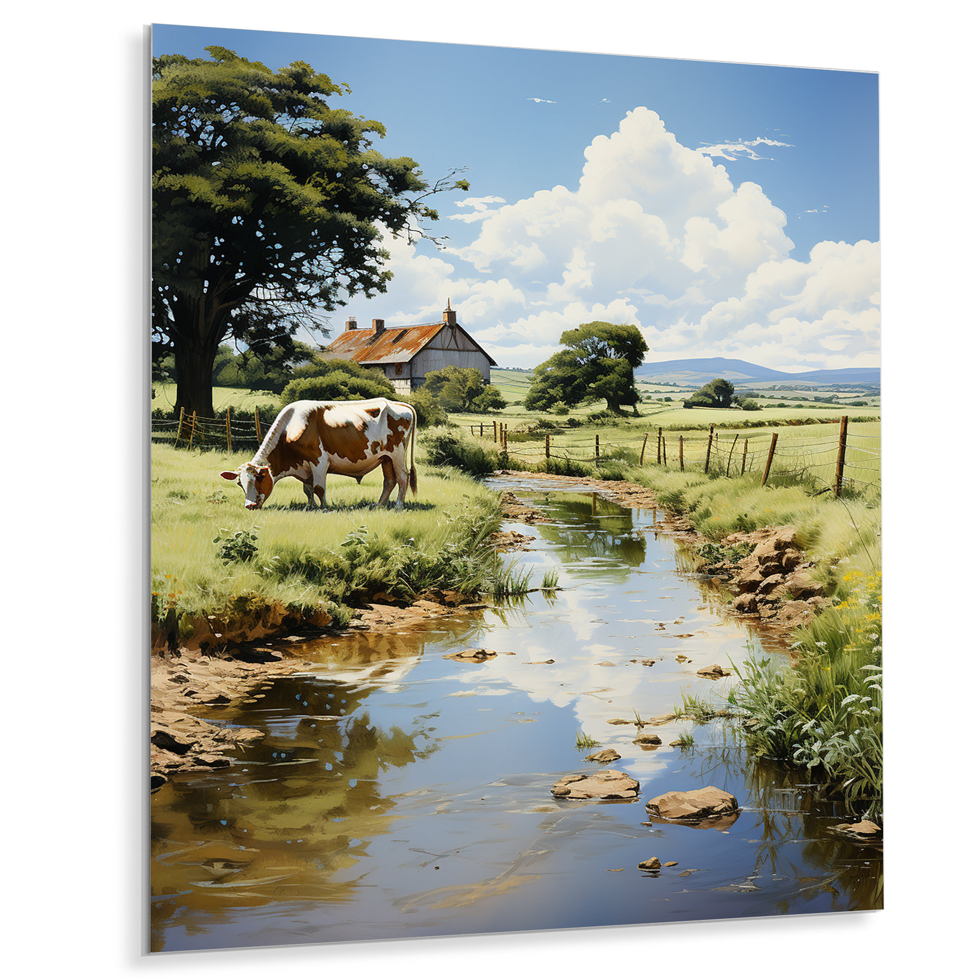 Latitude Run® Cow Farmstead Serenity On Metal Print | Wayfair