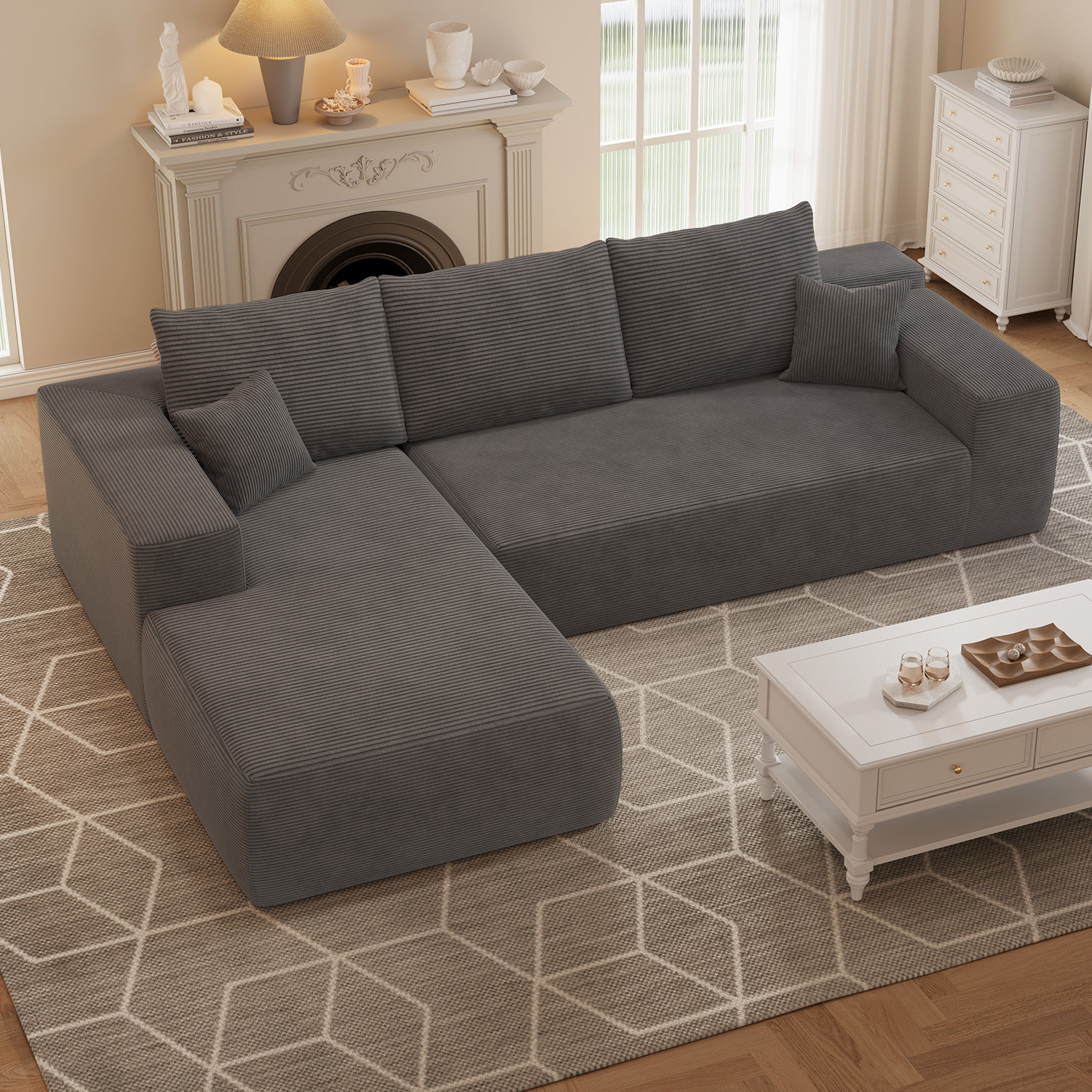 Ebern Designs 2-piece Upholstered Sectional - No Assembly Required ...