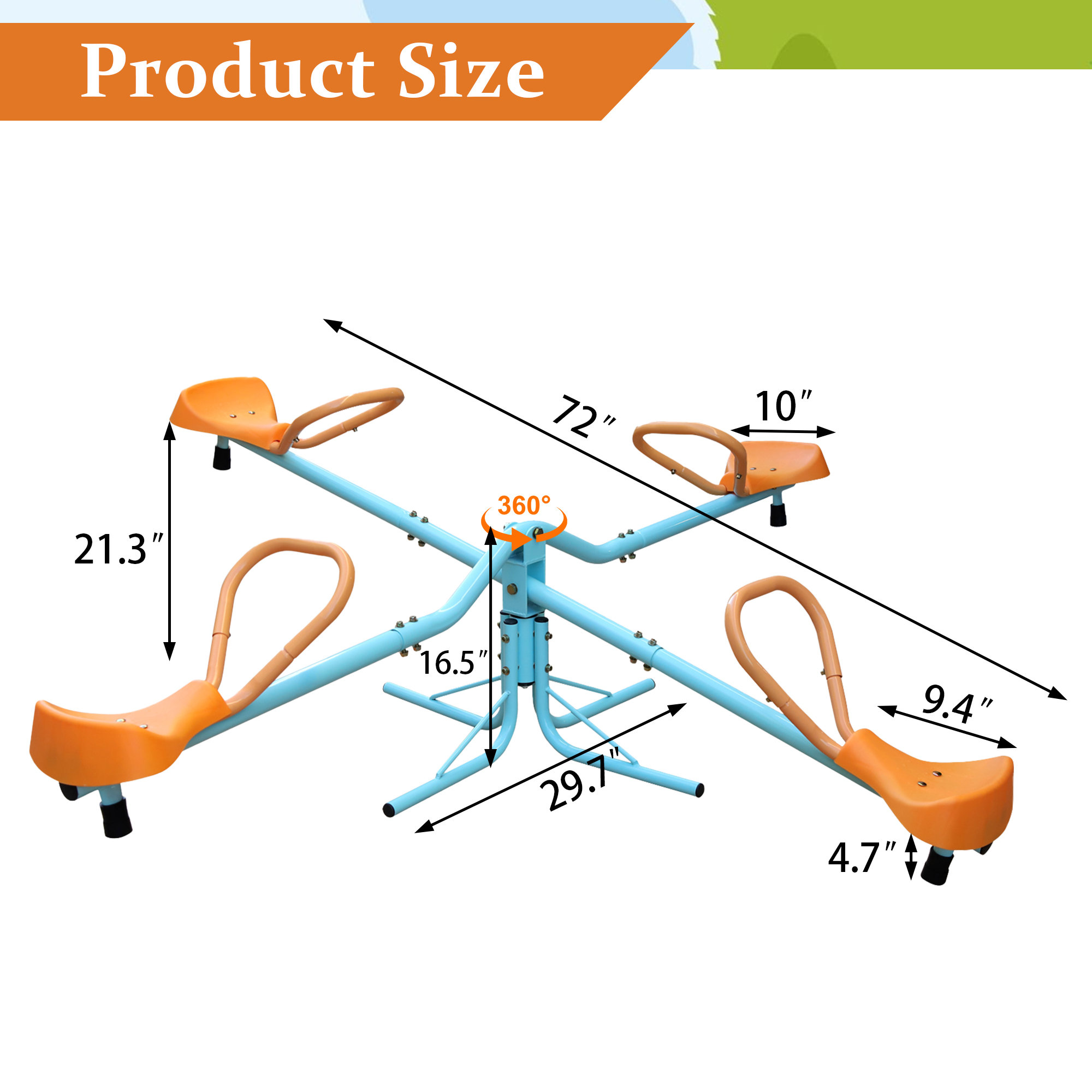 GOGEXX Outdoor Kids Spinning Seesaw - Swivel Teeter Totter Playground ...
