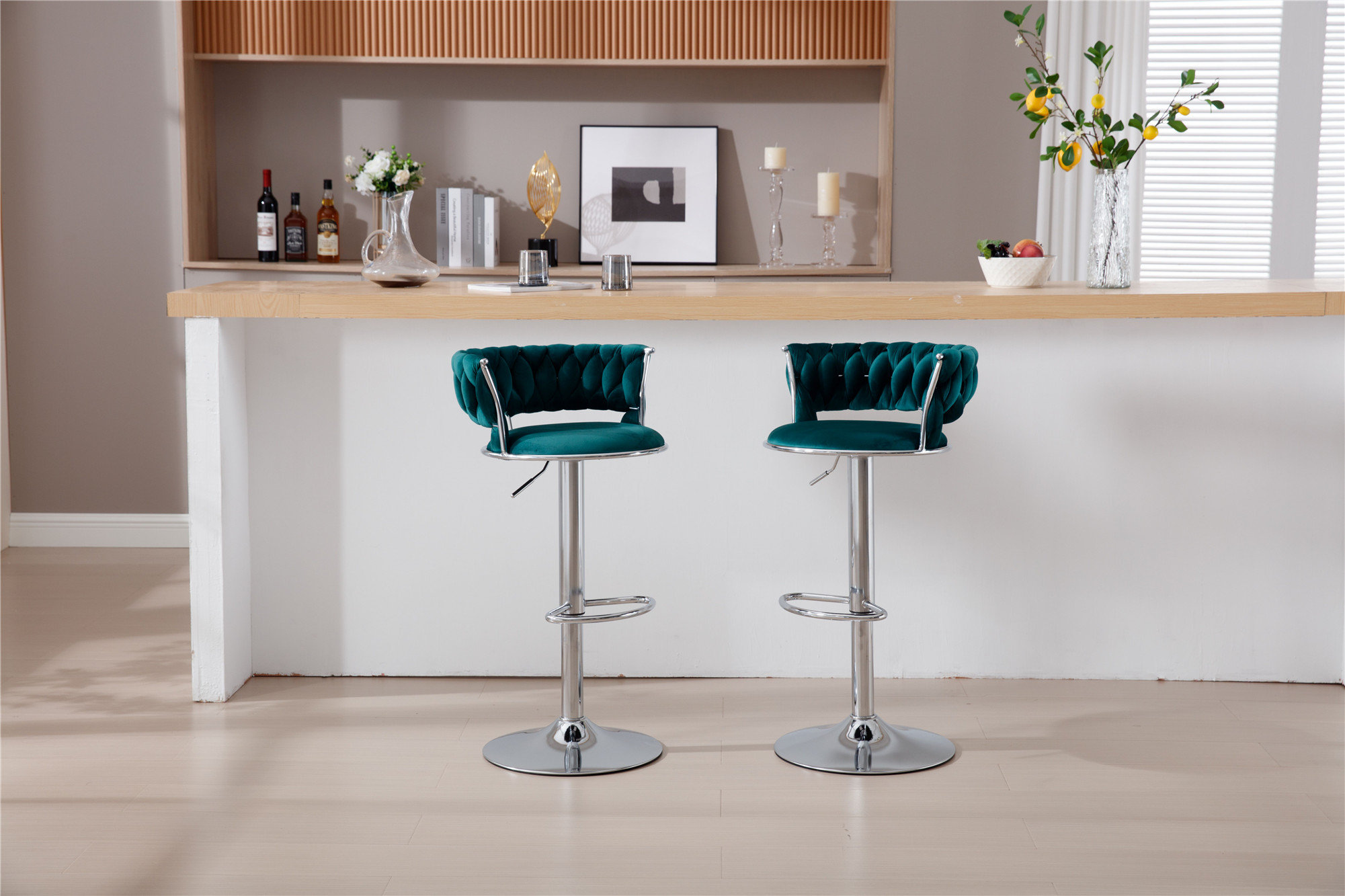 GOODSILO Bar Stools,with Chrome Footrest and Base Swivel Height ...