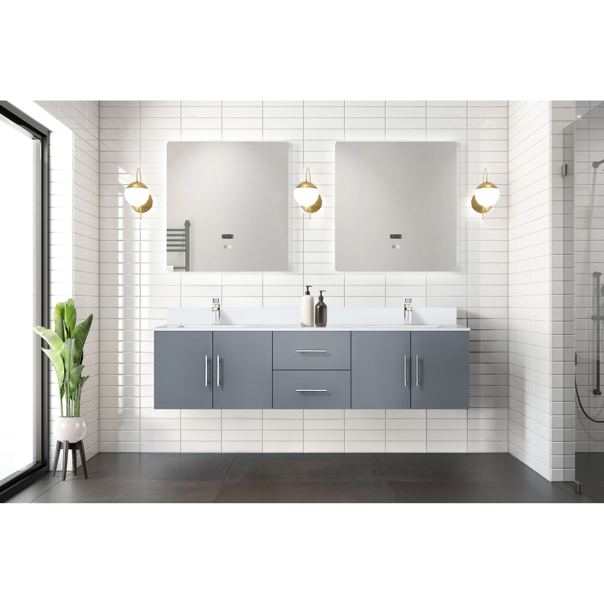 Hokku Designs Double Bath Vanity 22" D, Cultured Marble Top, Faucet, 30 ...