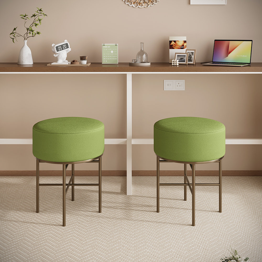 Ebern Designs 2 pcs Round Cushioned Soft Stool for Bar and Dining | Wayfair