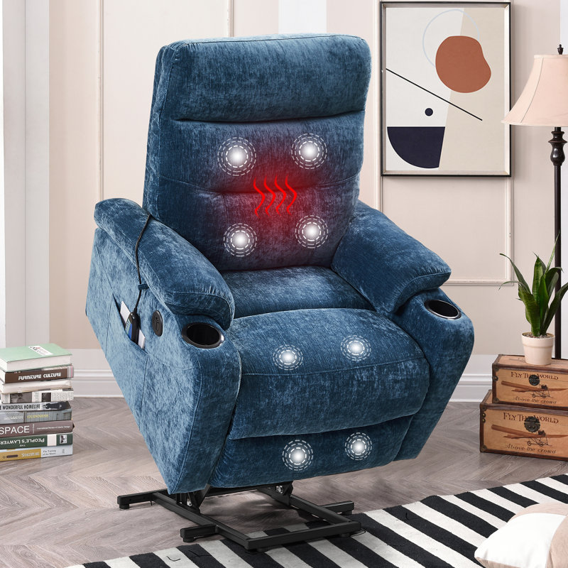 Ebern Designs Upholstered Heated Massage Chair & Reviews | Wayfair