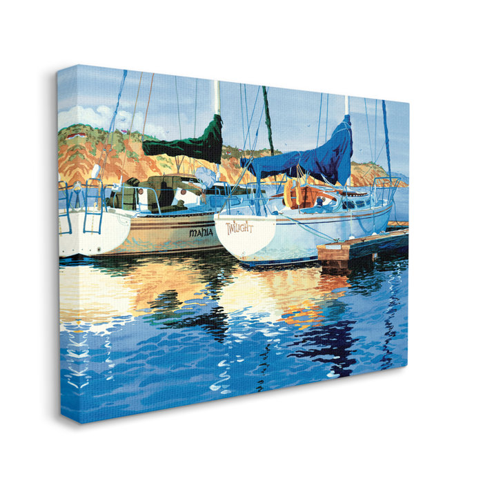 Stupell Industries Boats At Marina Dock On Canvas by Robin Altman ...