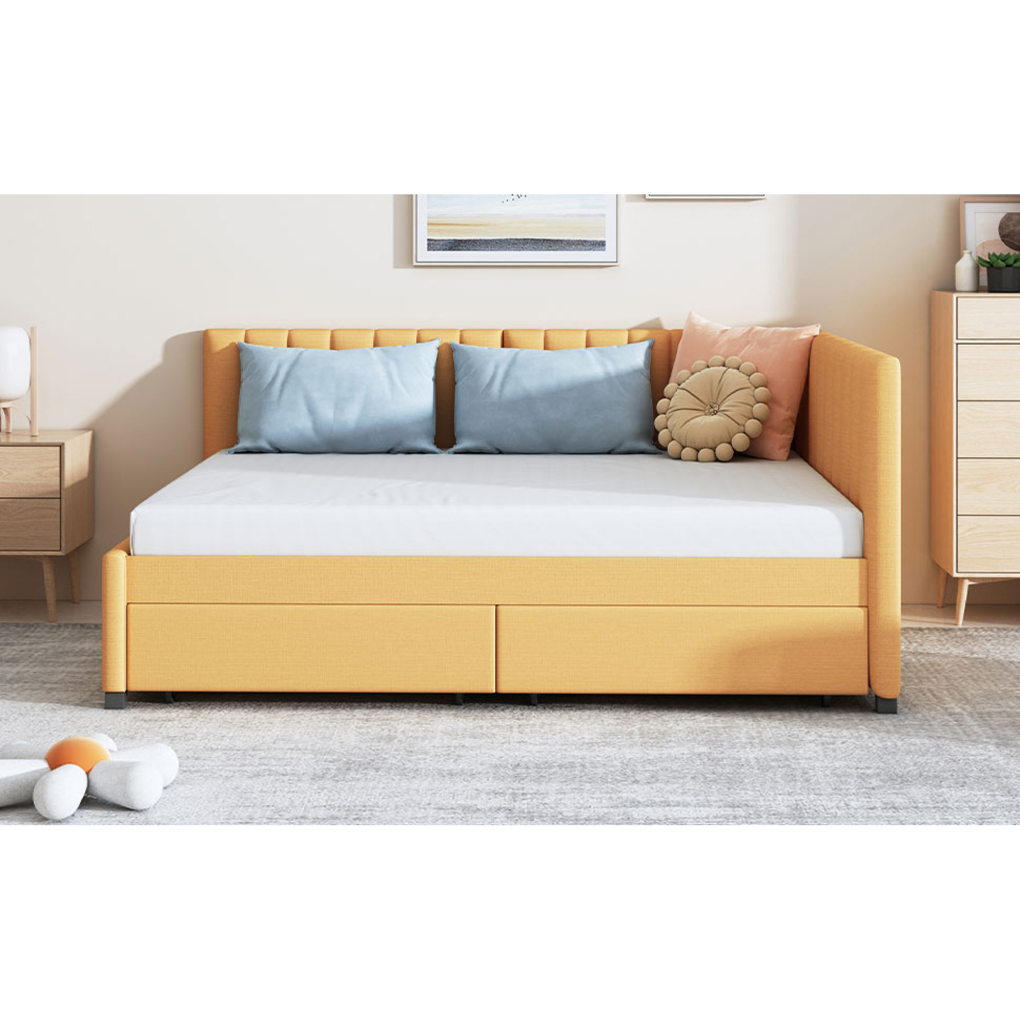 Hokku Designs Functional Storage Linen Daybed Modern Classic Style For ...