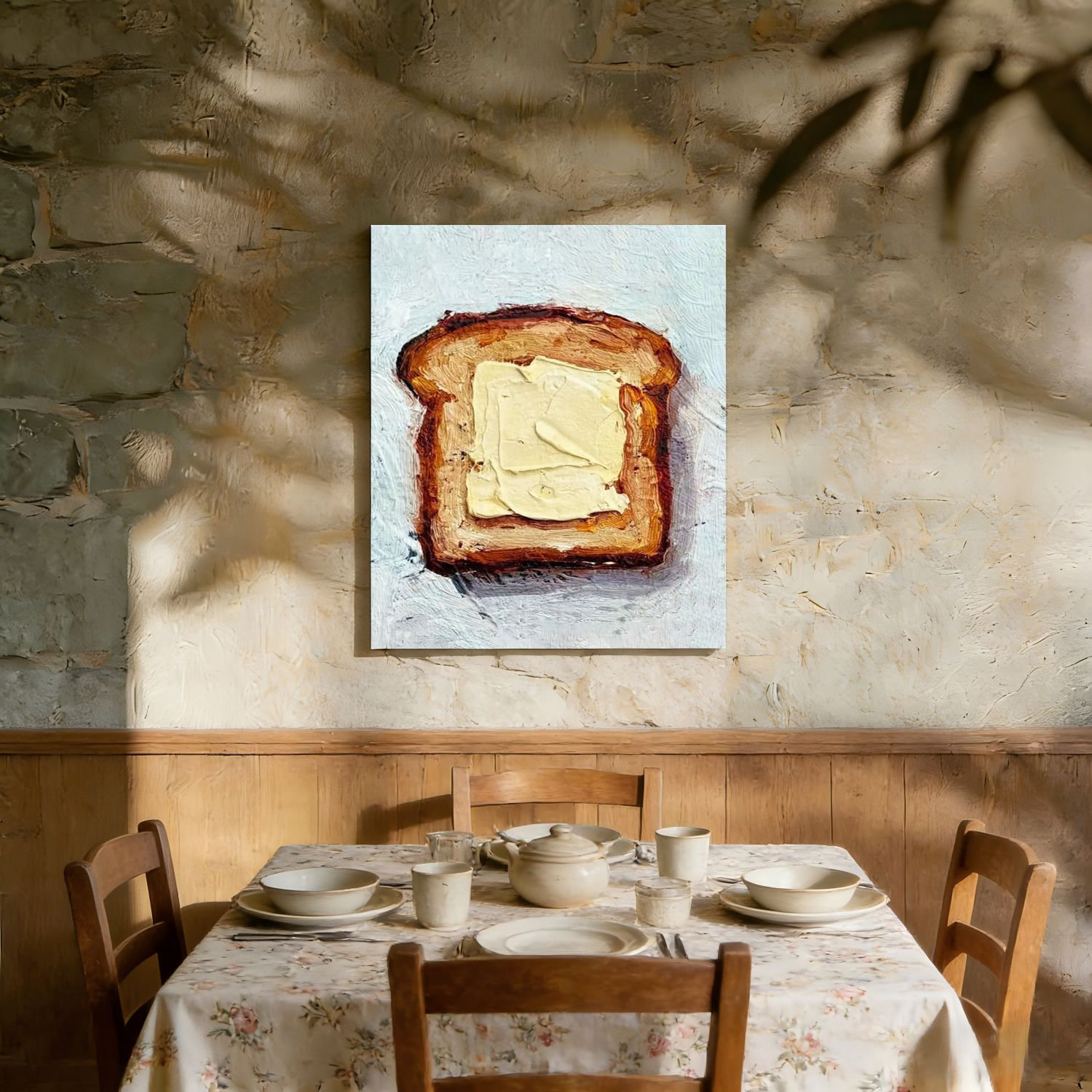 August Grove® Brown Buttered Bread Canvas,Built-in Back Wood Frame Wall ...