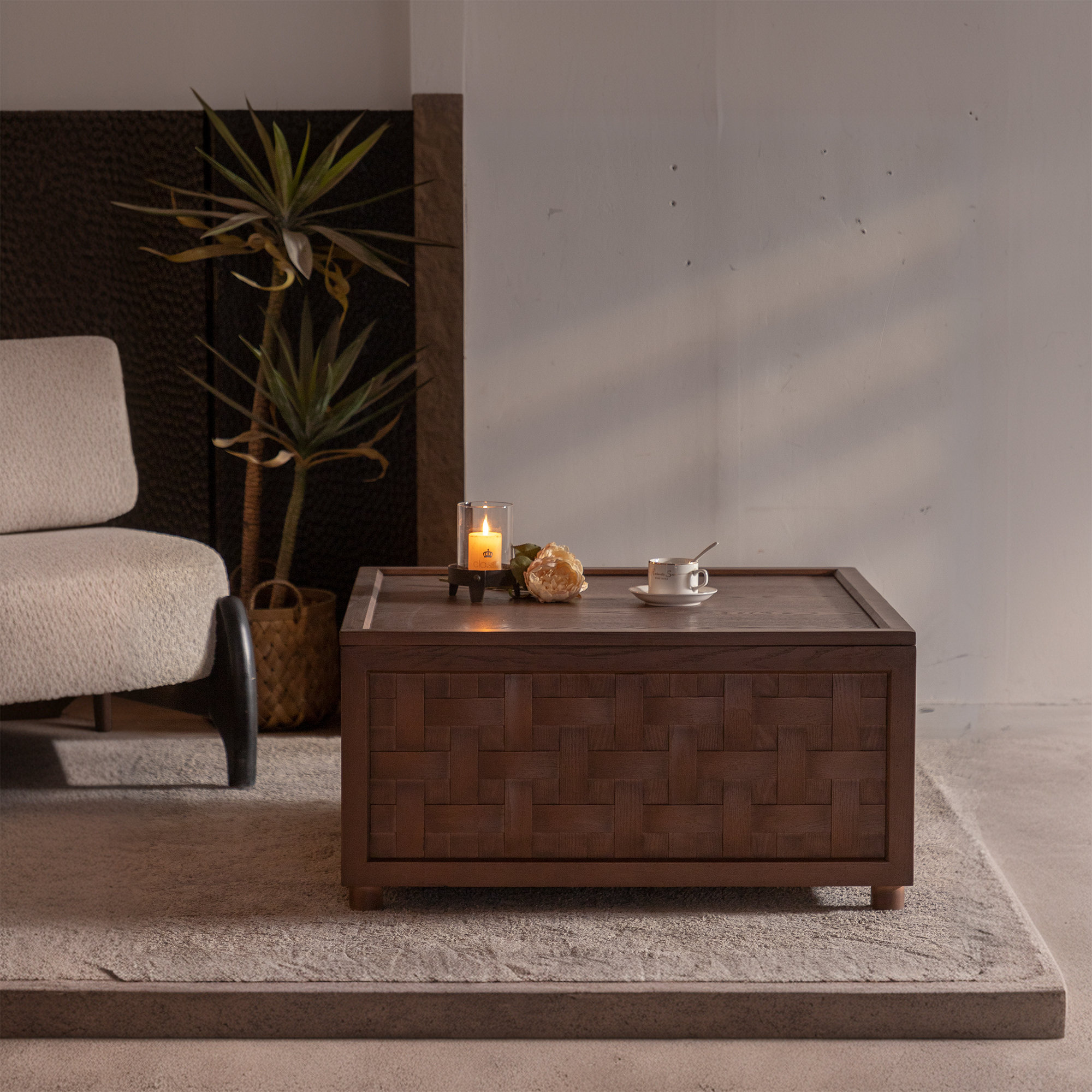 One Allium Way® A Square Farmhouse-Style Coffee Table With Storage ...