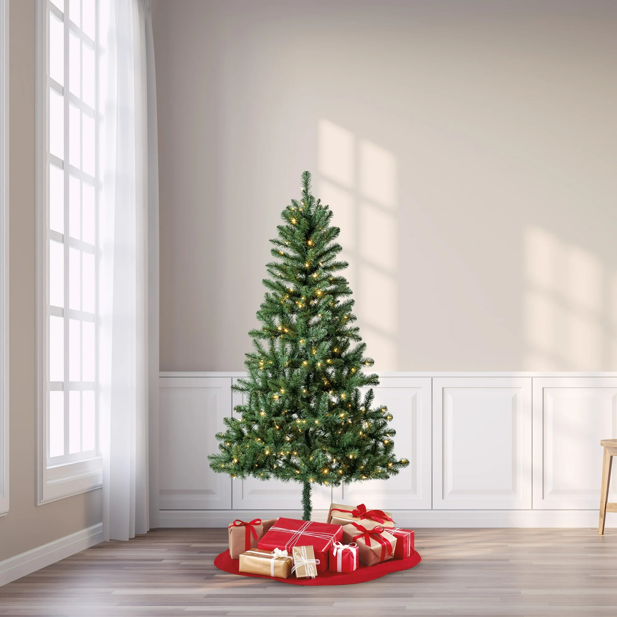 The Holiday Aisle® 6.5' Pre-lit Madison Pine Green Artificial Christmas ...