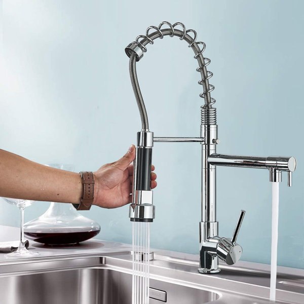 Belfry Kitchen Modern Kitchen Mixer Taps Pull Out Spray Head Dual Spout ...