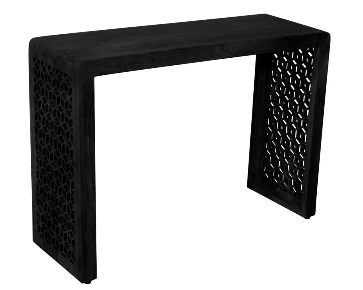 Ivy Bronx Tazmyn Console Table In Modern Charcoal Finish On Hand Carved ...