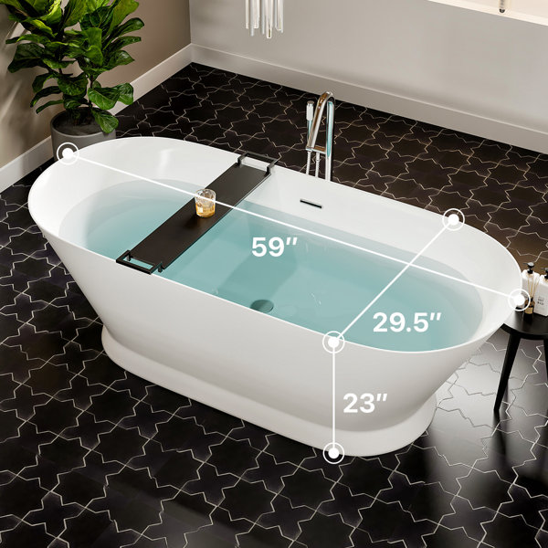 Eviva Princess 60" Glossy White Acrylic Freestanding Bathtub | Wayfair