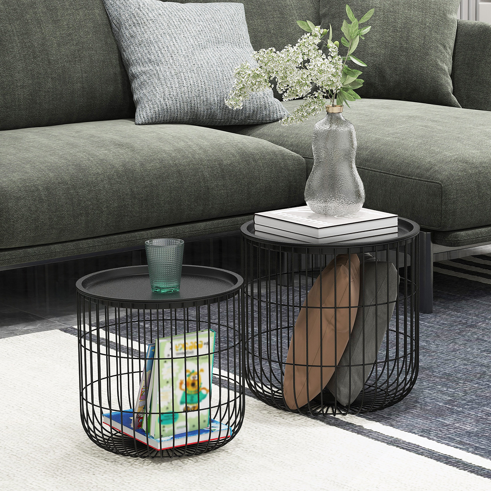 George Oliver Nesting Coffee Tables, Round Coffee Table Set of 2 with ...