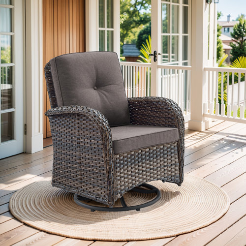 Lark Manor Braxleigh Outdoor Patio Wicker Swivel Glide Rocker Chair ...